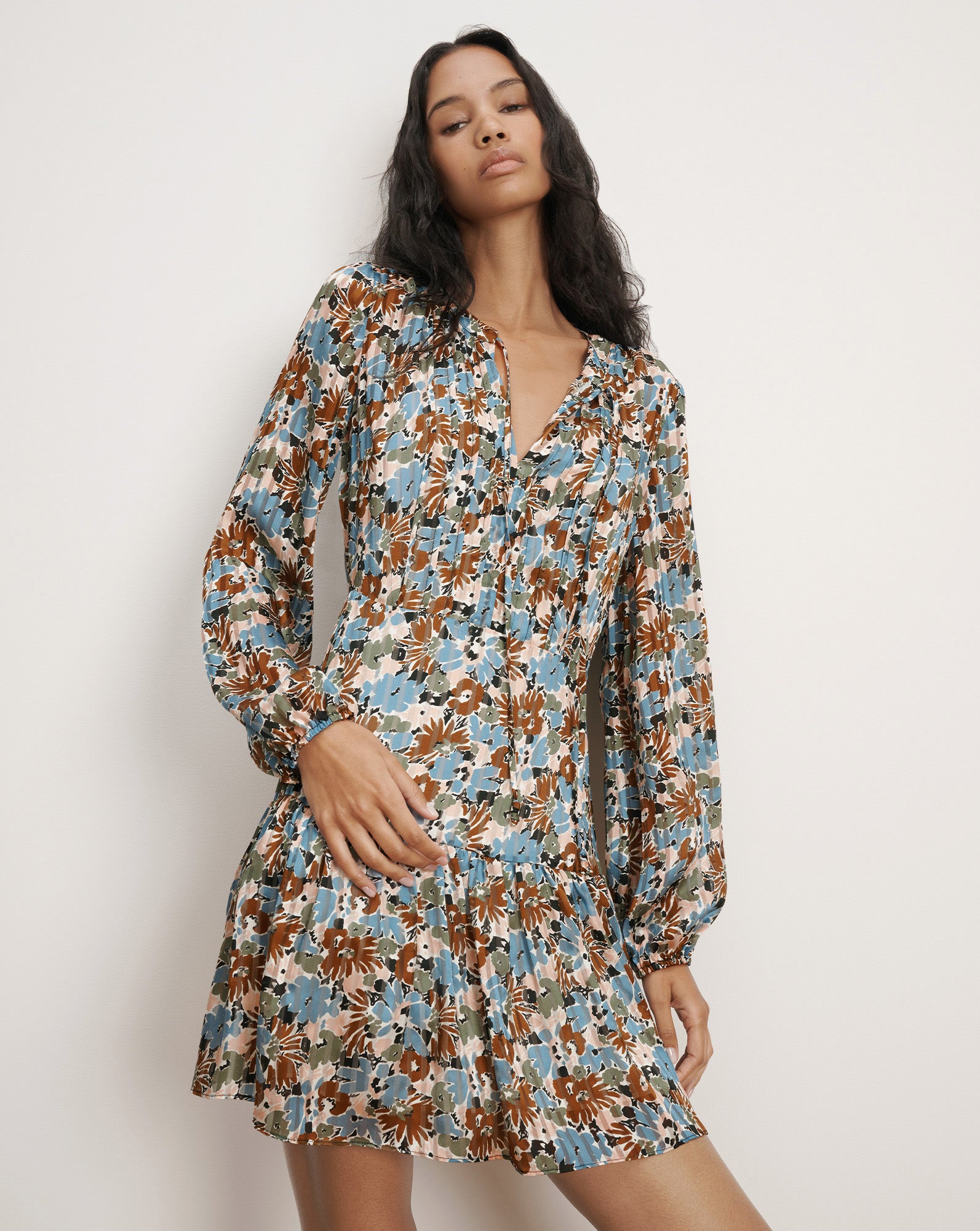 Nyjah Silk Floral Minidress in Lake Mist Multi | Veronica Beard