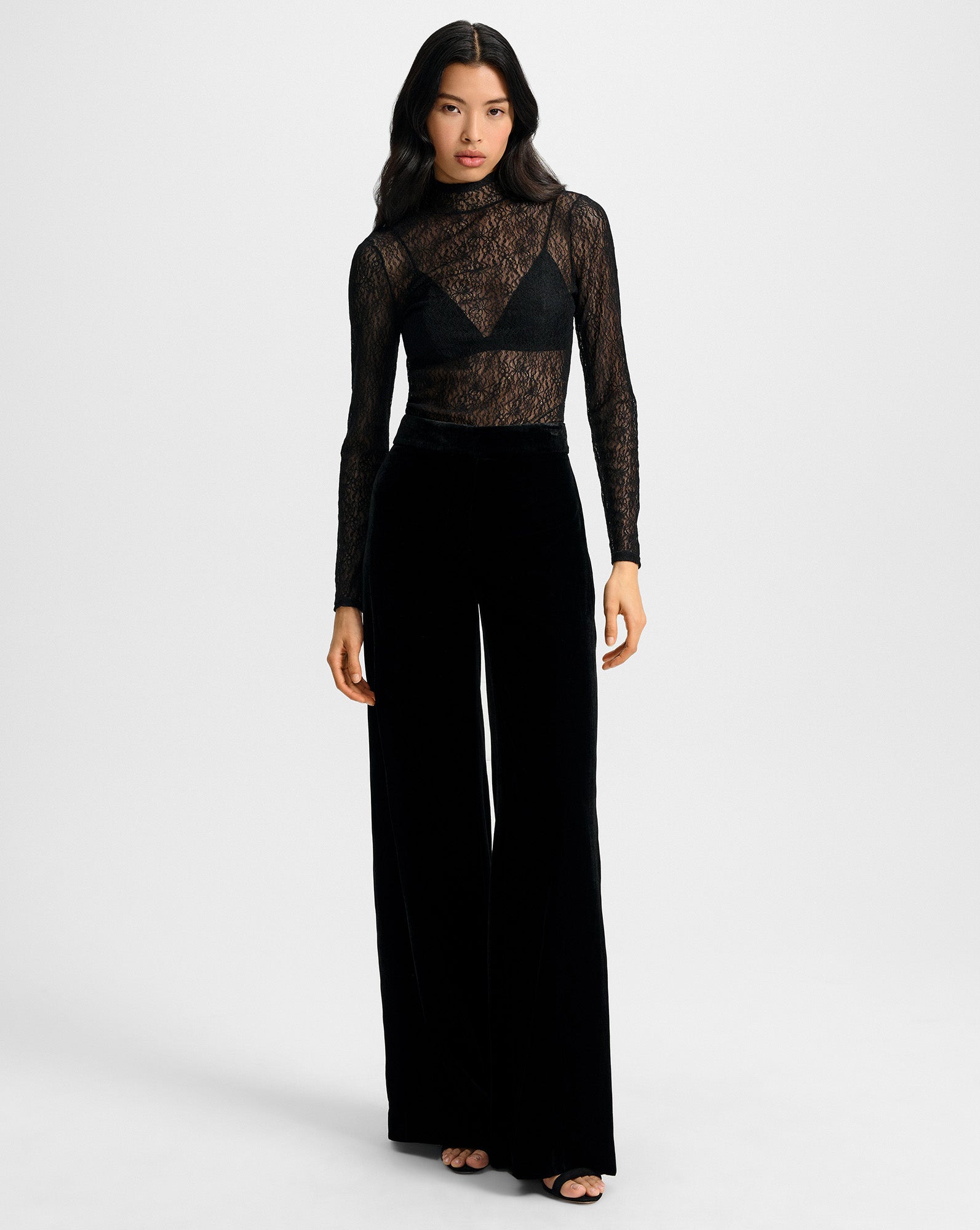 Alex Velvet Wide-Leg Pant in Black | Veronica Beard