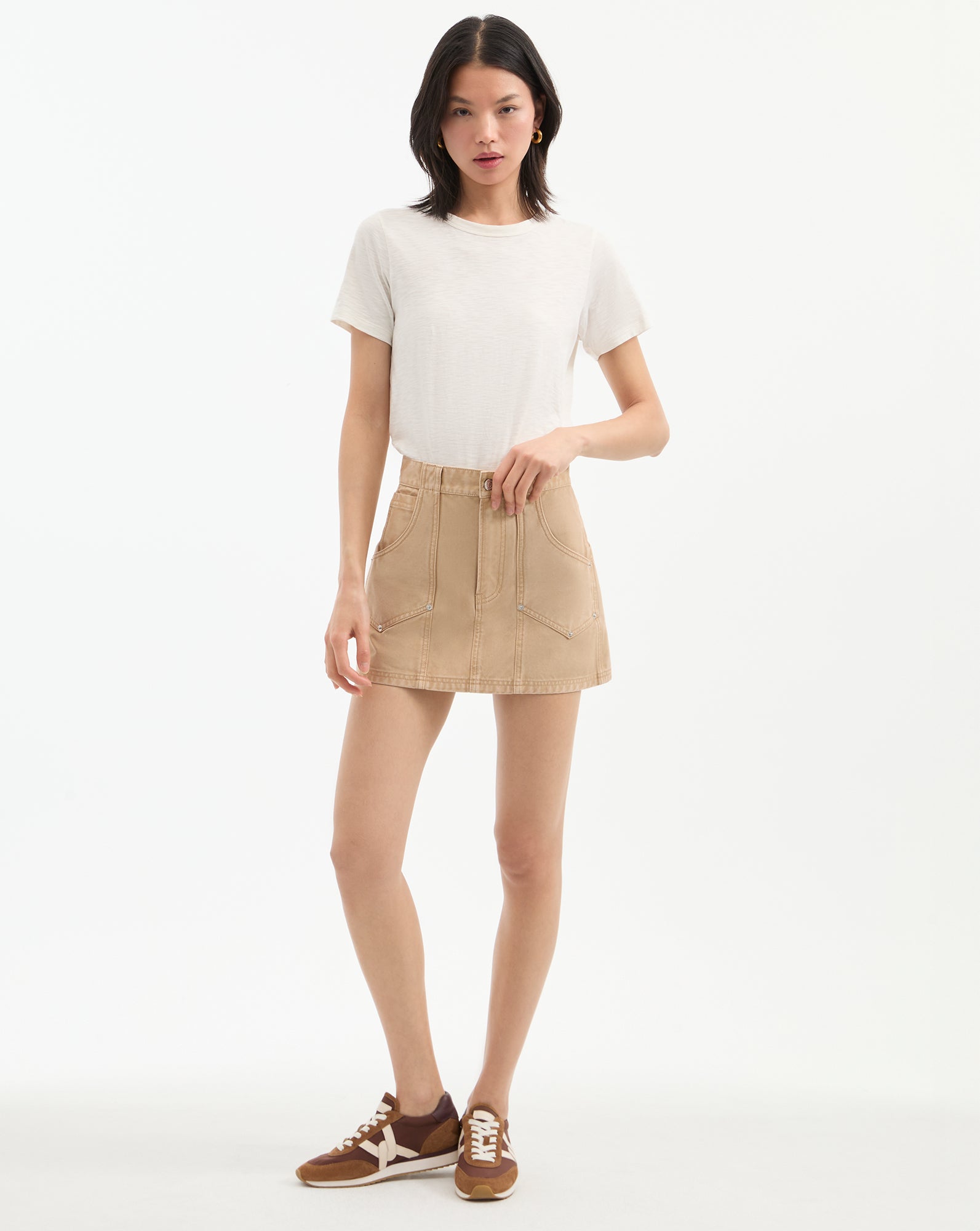 Stelene Denim Skirt in Stone Khaki | Veronica Beard