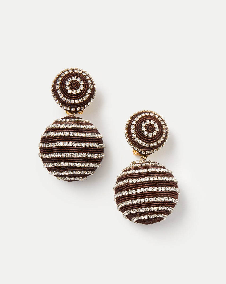 Crystal Brown Stripe Drop Earrings Post Backing | Veronica Beard