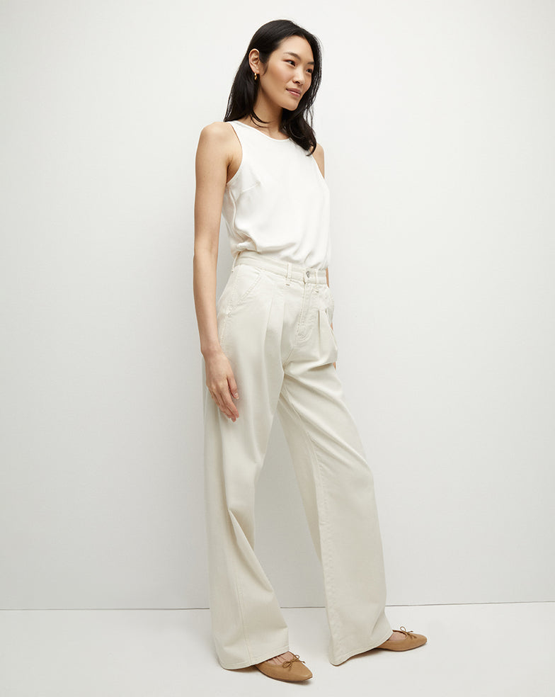 Sabrina Crepe Tank in Off-White | Veronica Beard