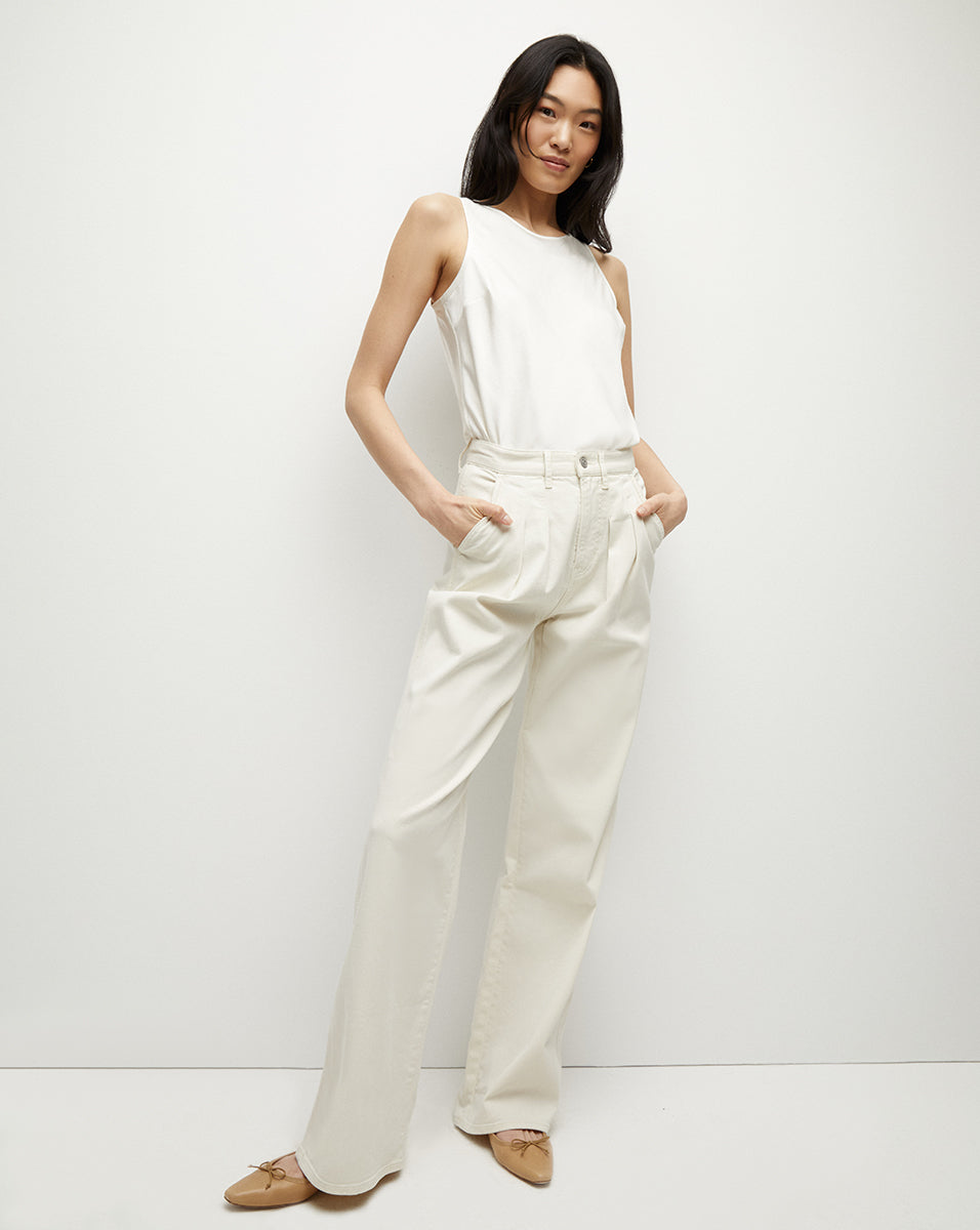 Sabrina Crepe Tank in Off-White | Veronica Beard