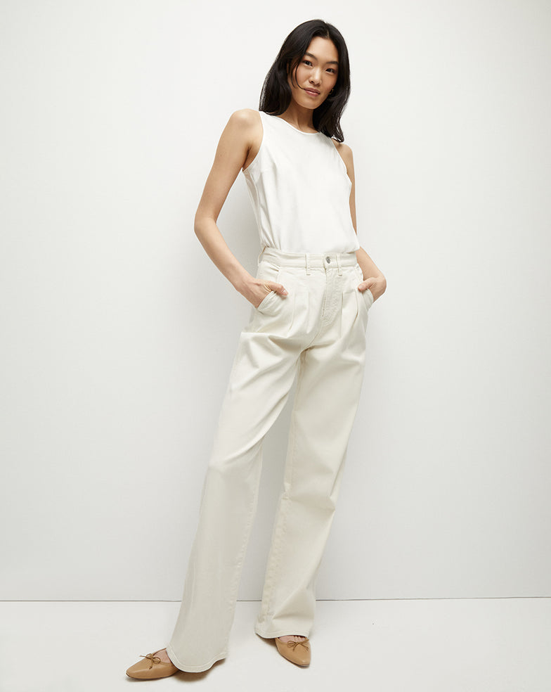 Sabrina Crepe Tank in Off-White | Veronica Beard
