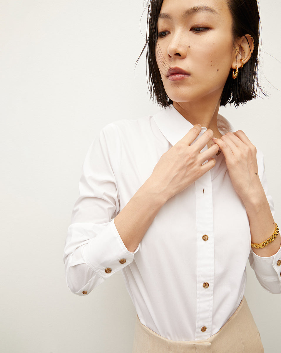 Libby Poplin Button-Down Shirt | Veronica Beard