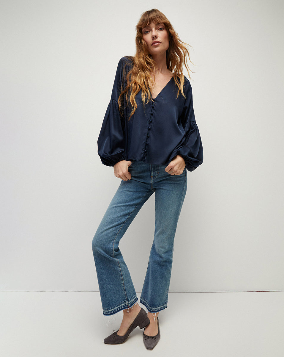 Valentin Stretch-Silk V-Neck Top | Veronica Beard