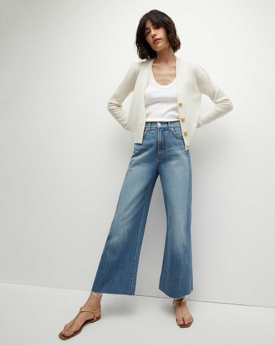 Solene Cashmere Cardigan in Ivory | Veronica Beard