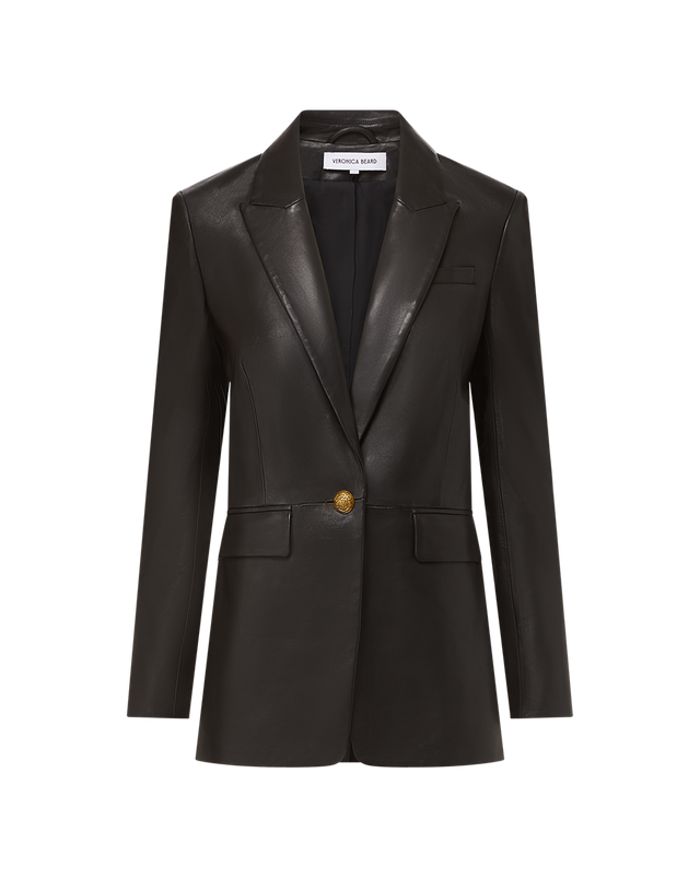 Vega Leather Dickey Jacket in Black | Veronica Beard