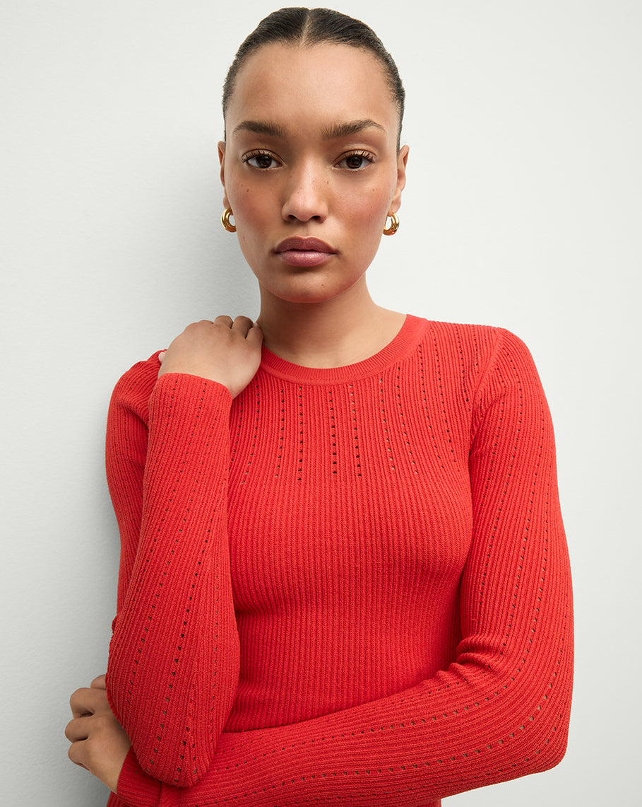 Nami Long Sleeve Sweater Dress in Red | Veronica Beard