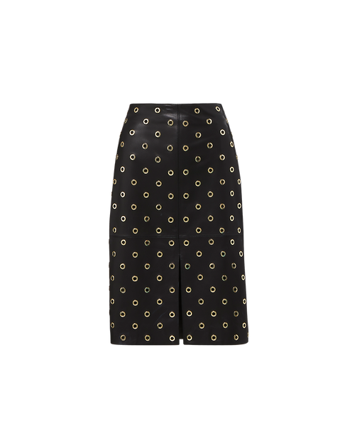 Anderson Leather Grommet Skirt in Black | Veronica Beard