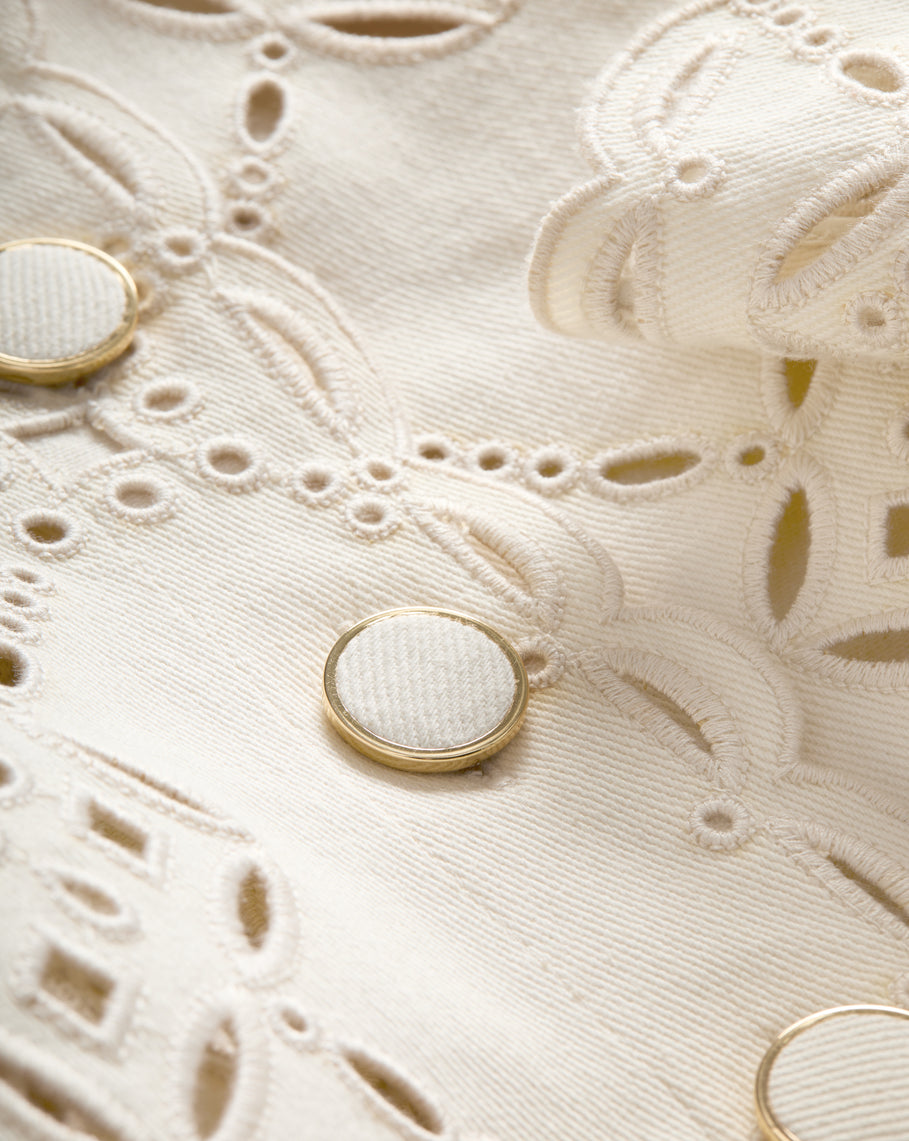 Adelaide Eyelet Jacket in White | Veronica Beard