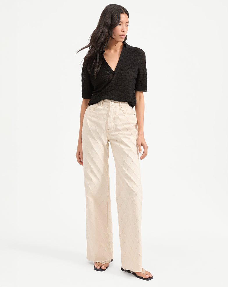 Issa Knit Polo in Black | Veronica Beard