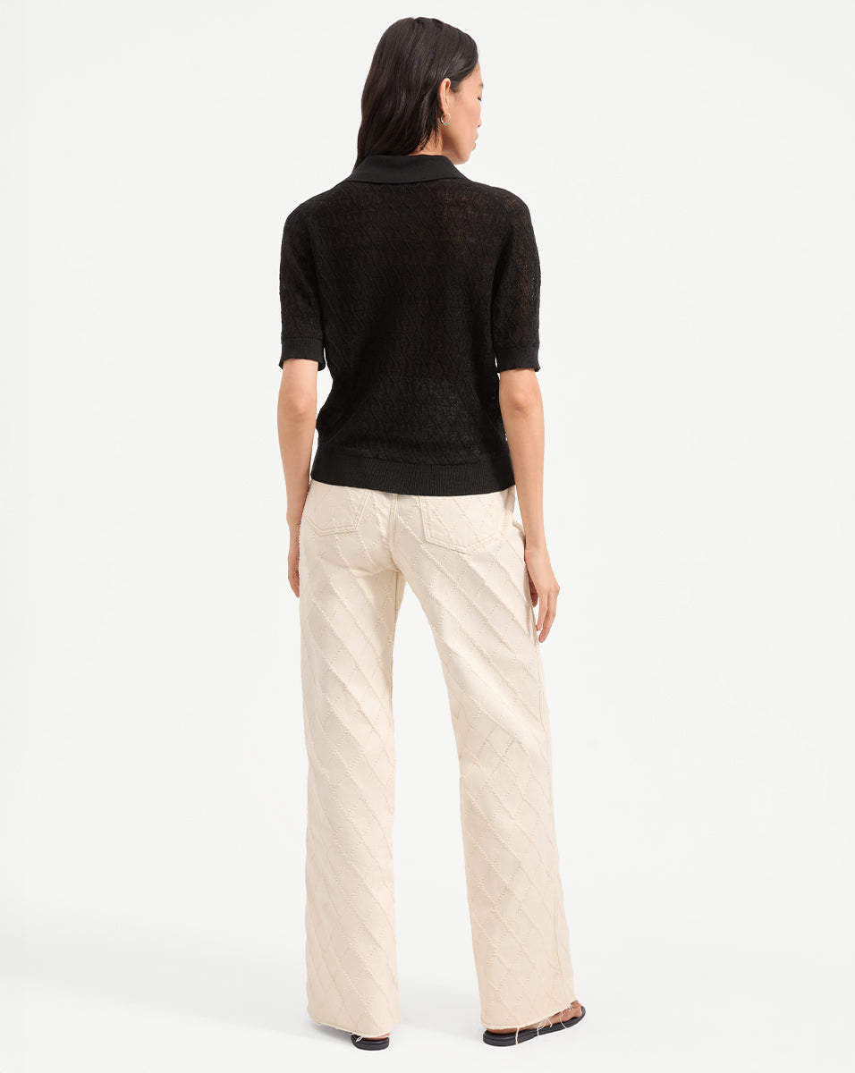 Issa Knit Polo in Black | Veronica Beard