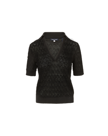 Issa Knit Polo in Black | Veronica Beard