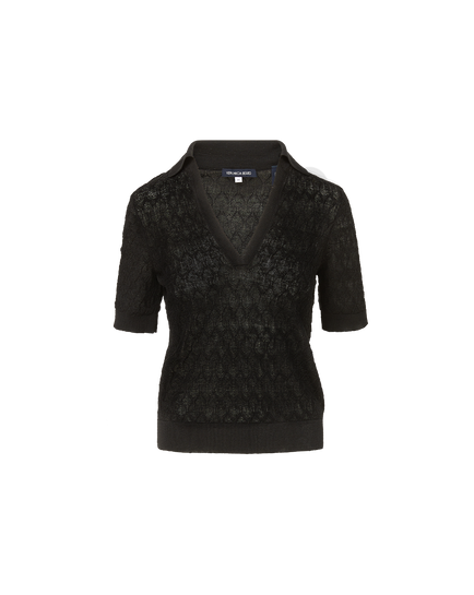 Issa Knit Polo in Black | Veronica Beard