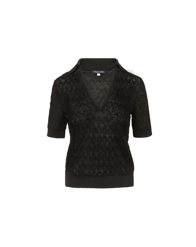 Issa Knit Polo in Black | Veronica Beard