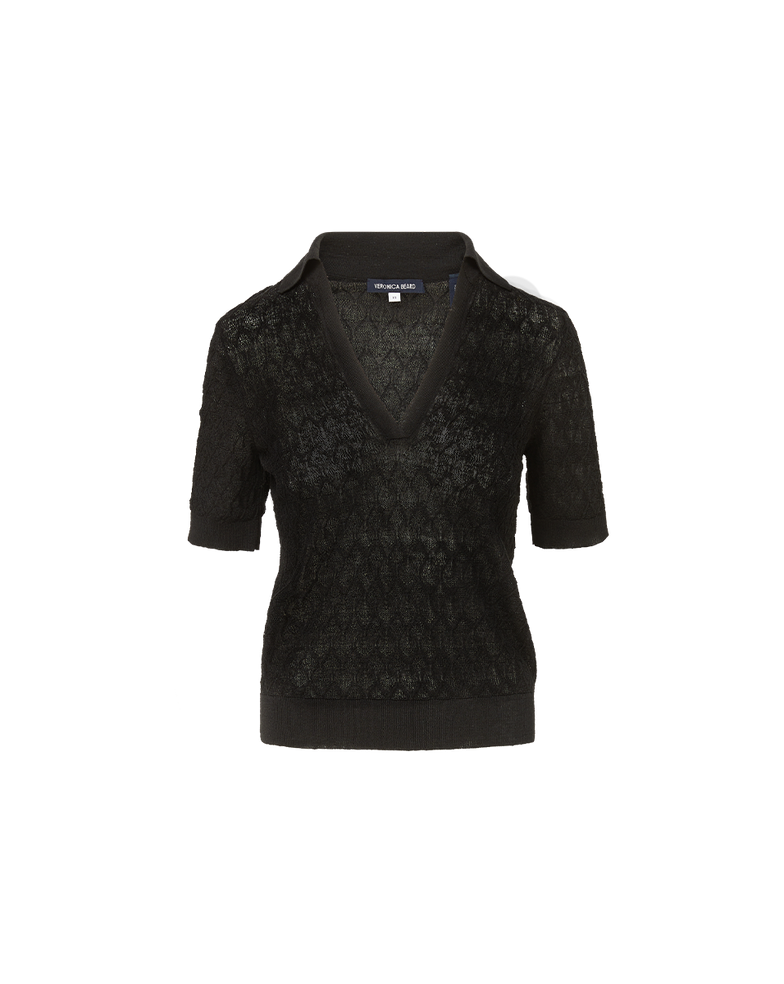 Issa Knit Polo in Black | Veronica Beard