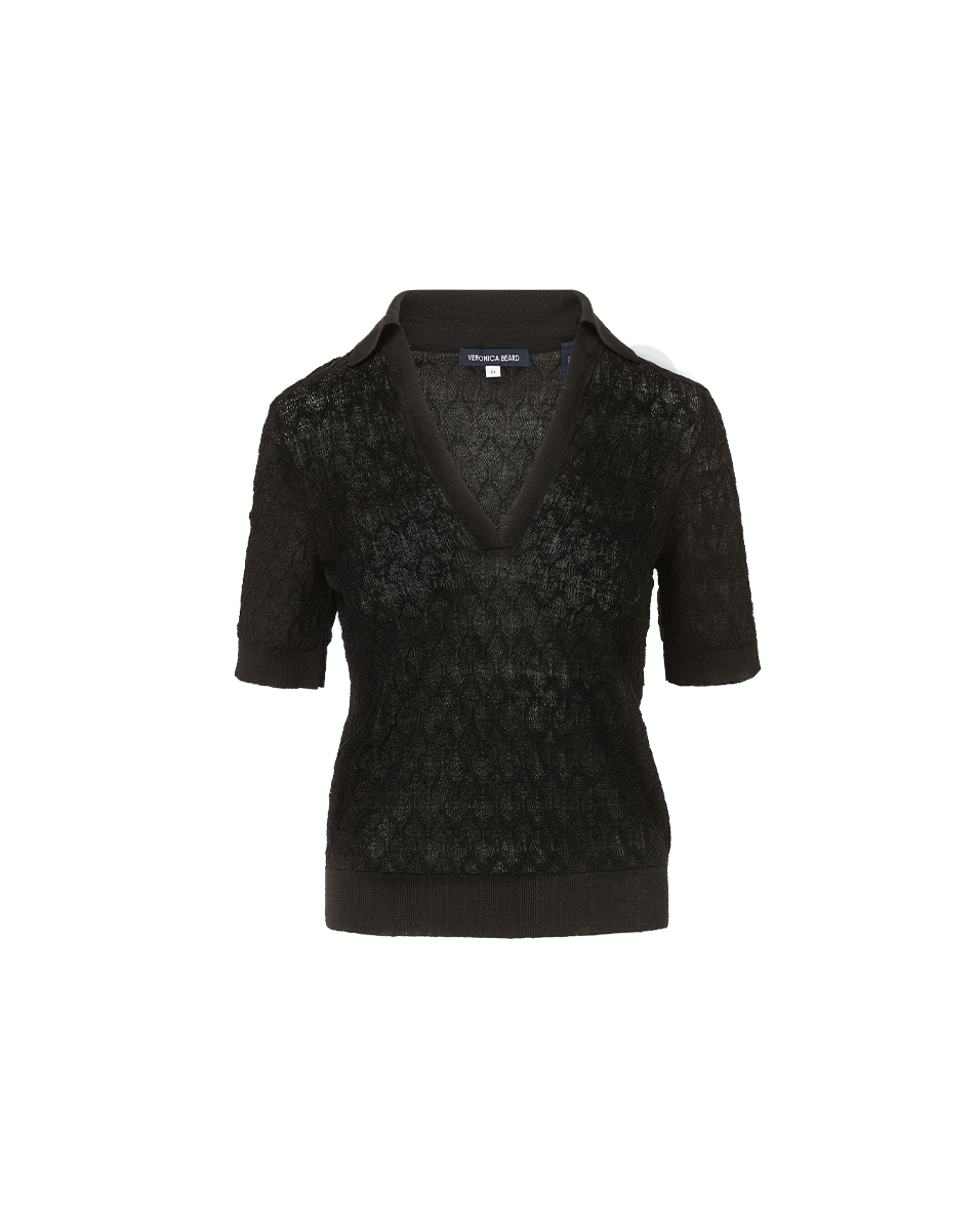Issa Knit Polo in Black | Veronica Beard