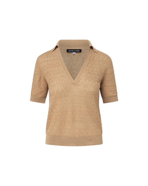 Issa Knit Polo in Stone Khaki | Veronica Beard