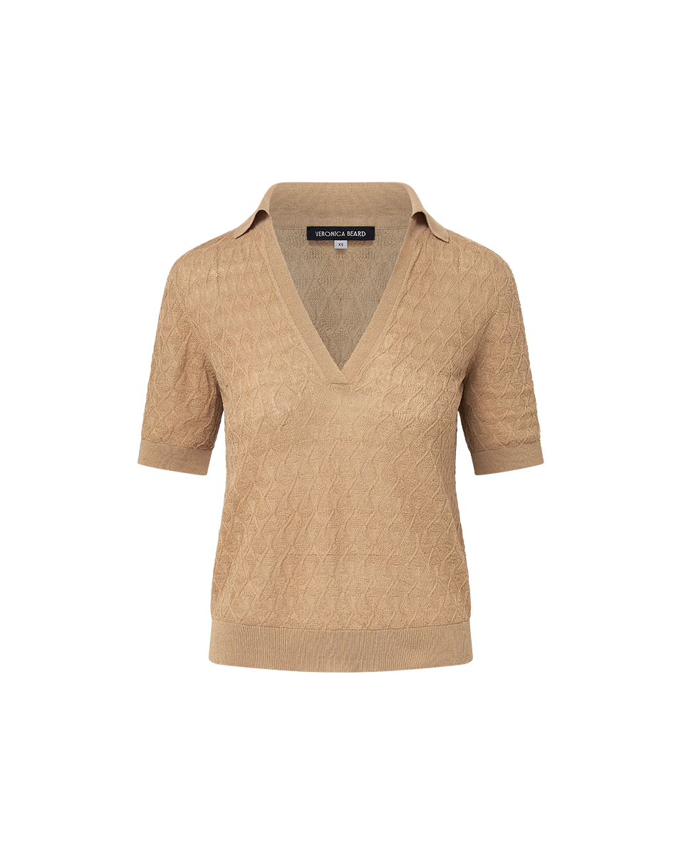 Issa Knit Polo in Stone Khaki | Veronica Beard