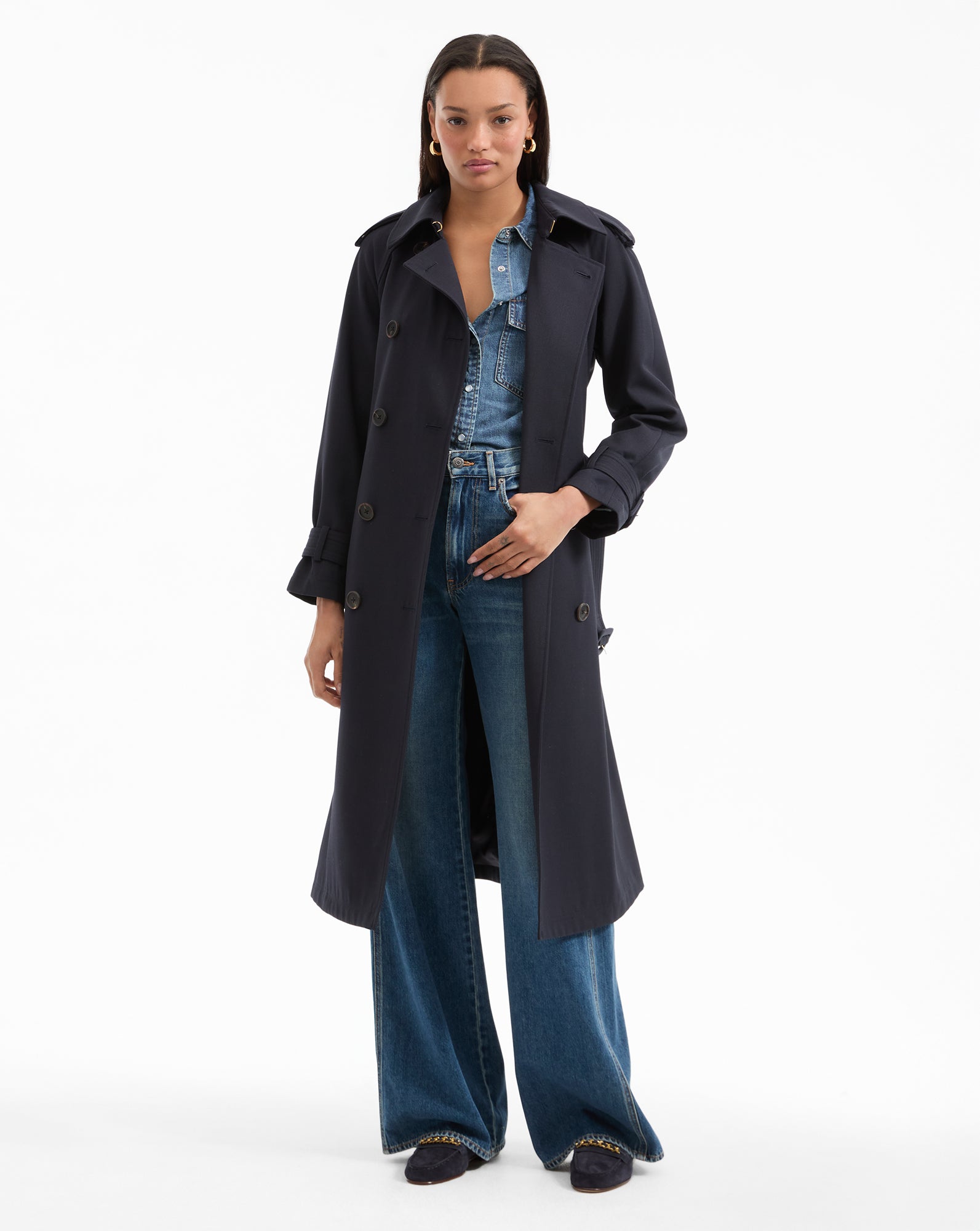 Conneley Dickey Trench Coat in Navy | Veronica Beard