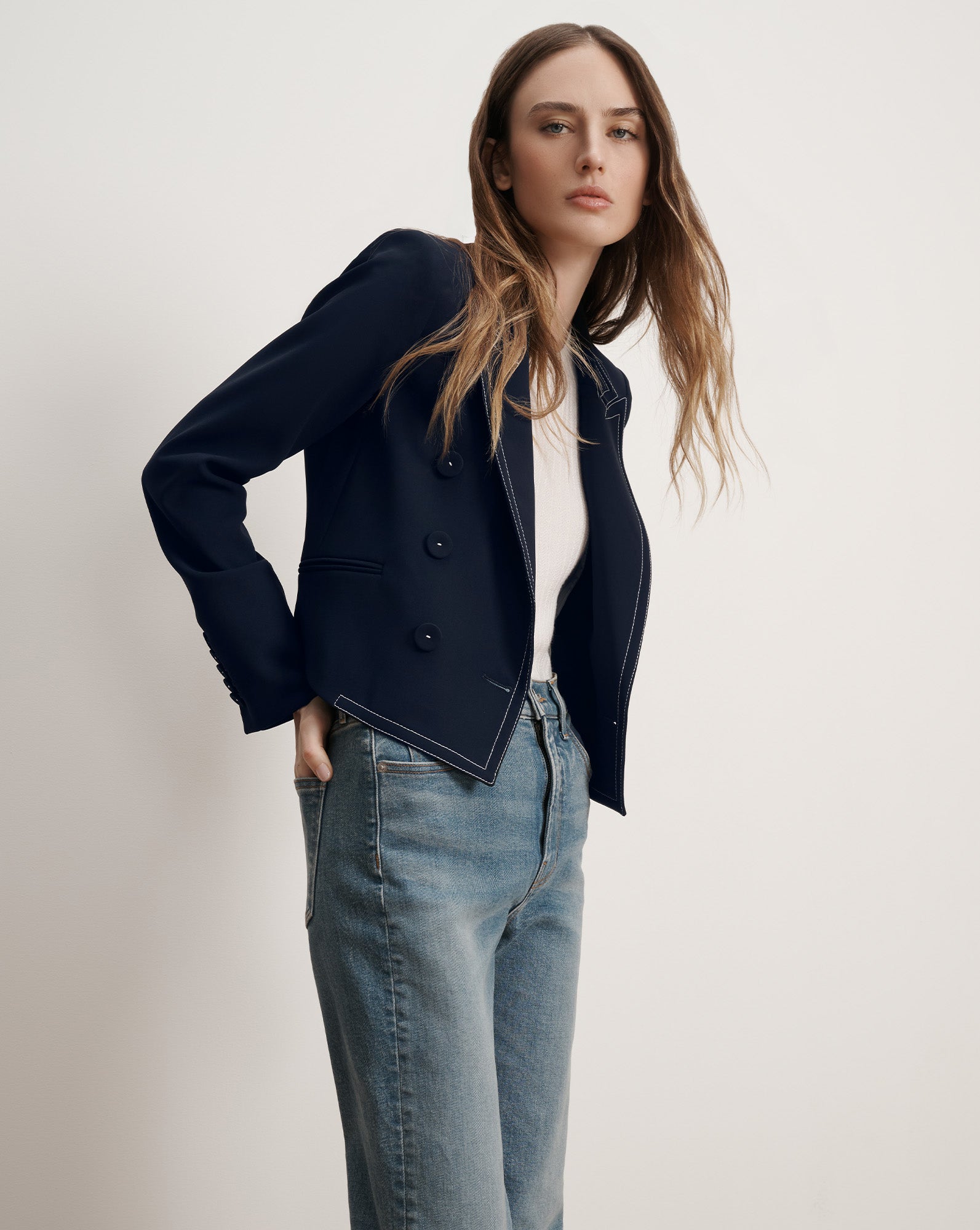 Nevis Jacket in Navy | Veronica Beard