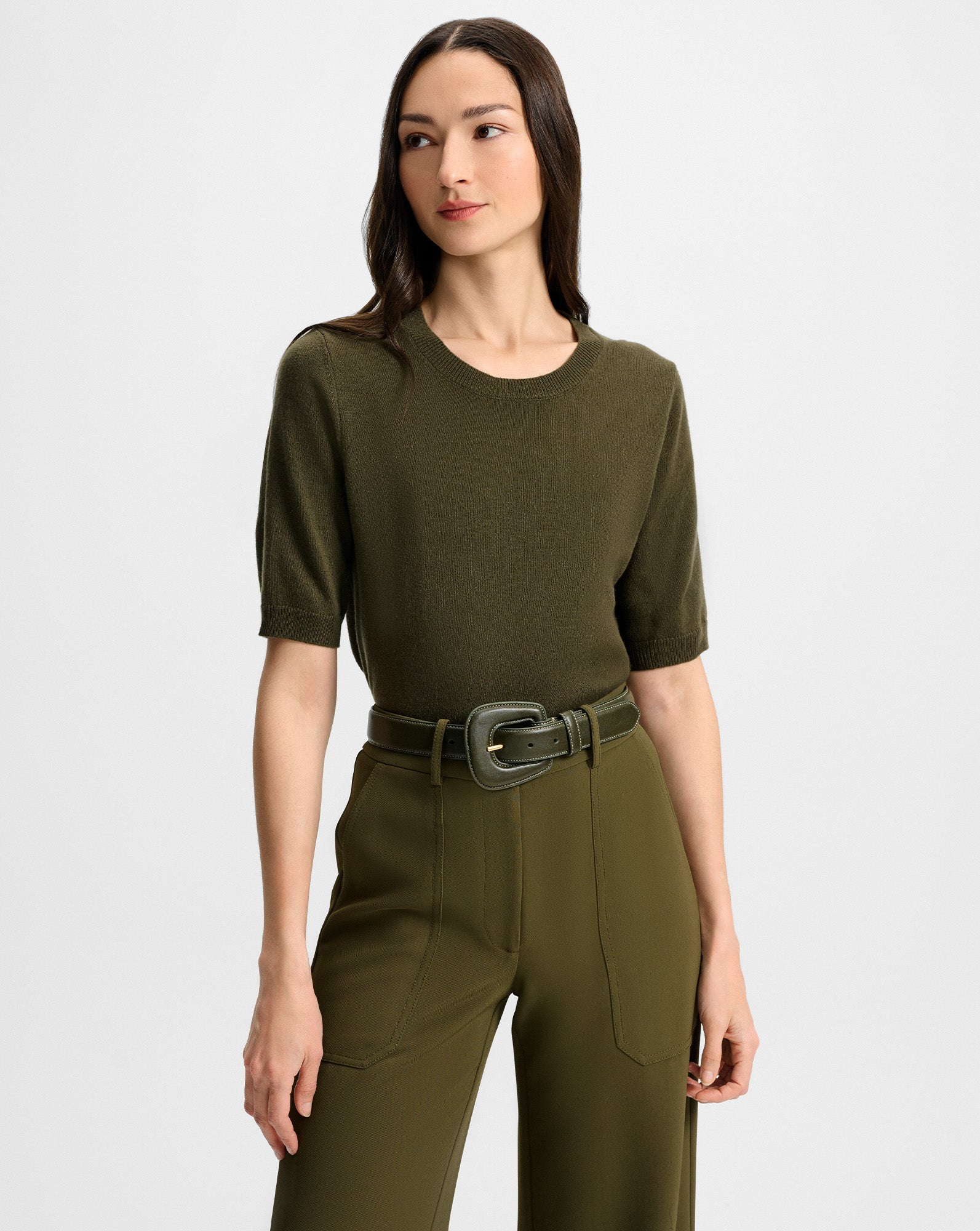 Shana Cashmere Half Sleeve Sweater in Cypress | Veronica Beard