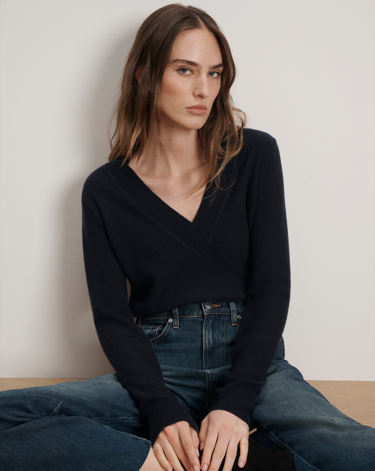 Coleta Cashmere Sweater in Navy | Veronica Beard
