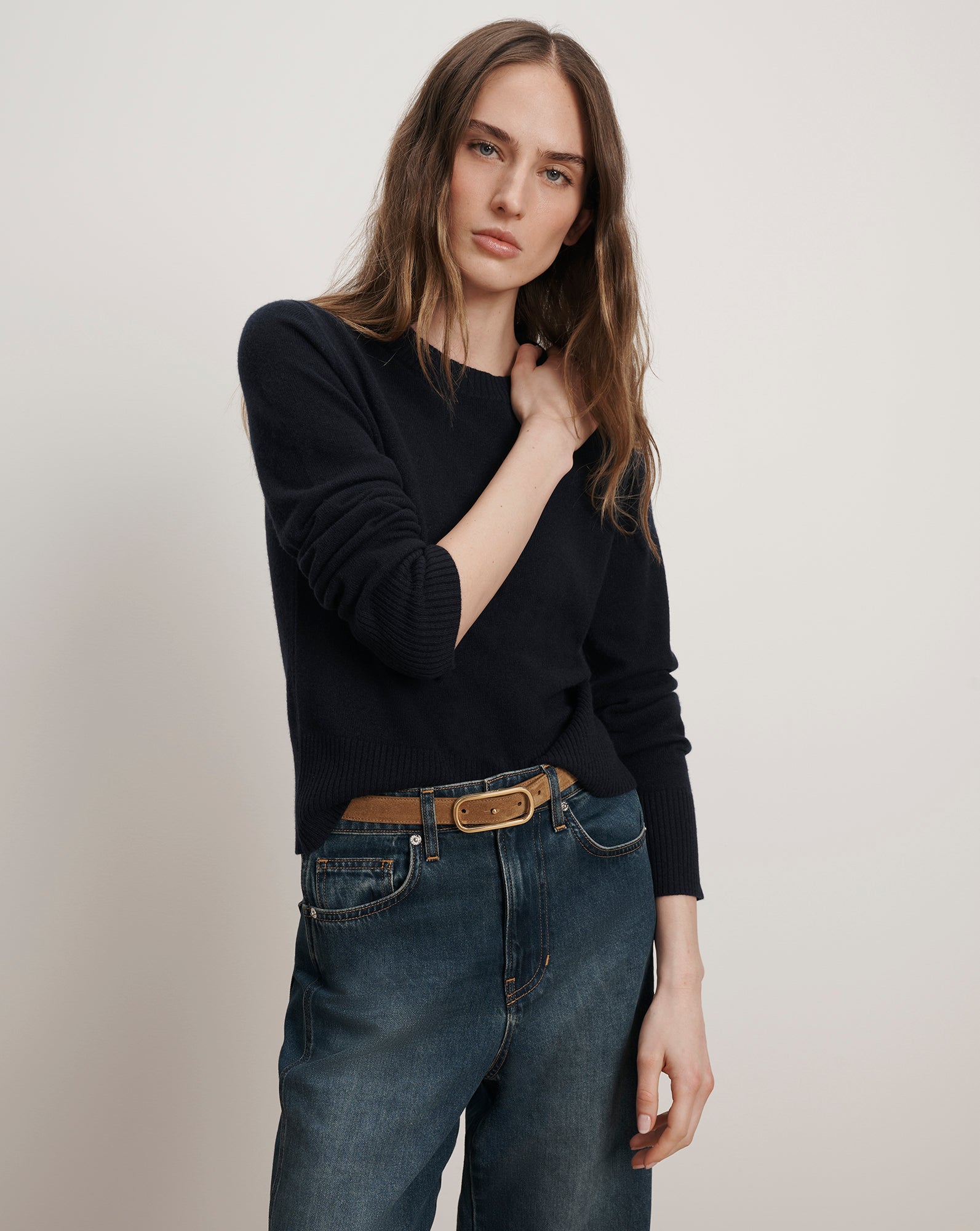 Pippen Cashmere Pullover in Navy | Veronica Beard