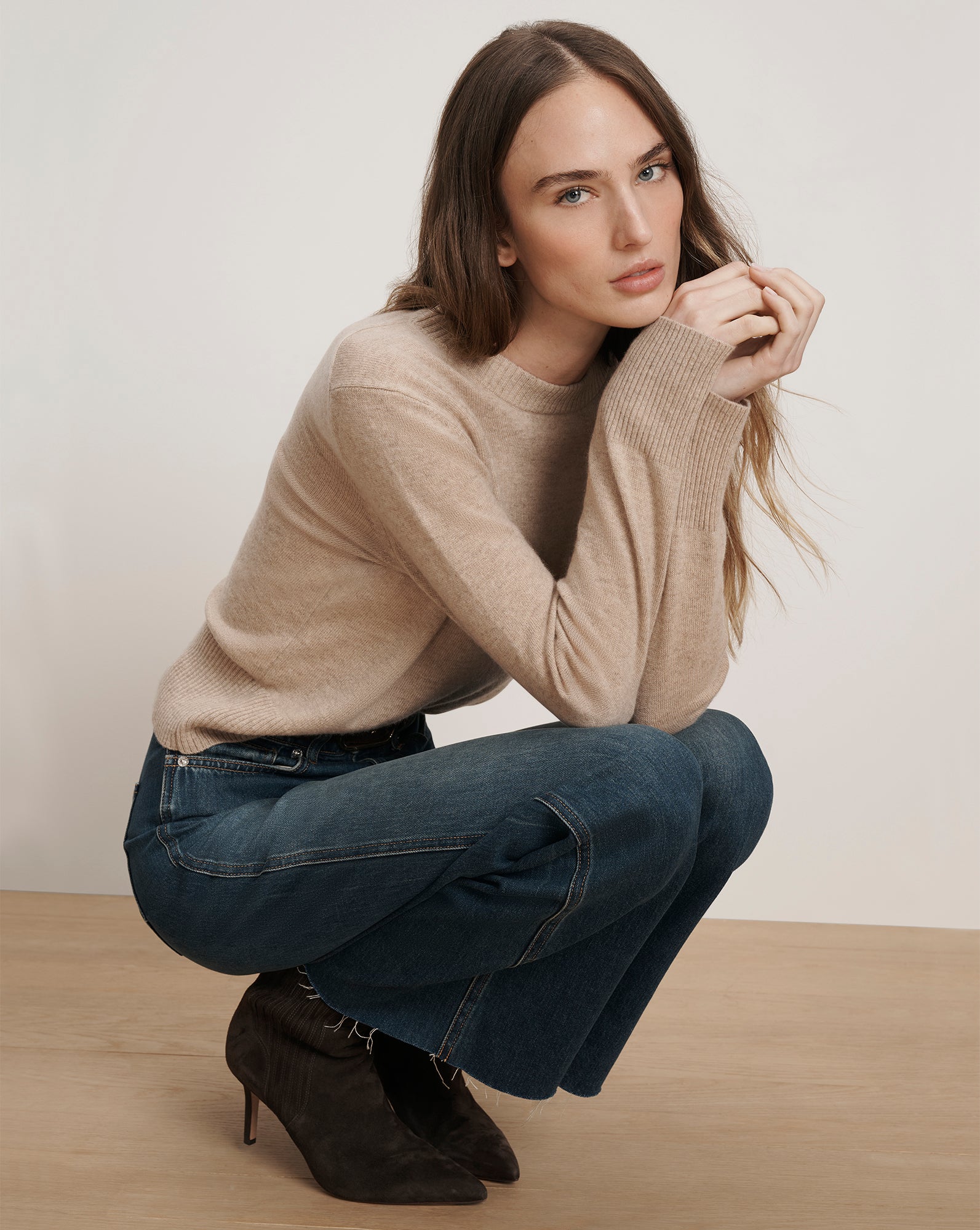 Pippen Cashmere Pullover in Oatmeal Beige | Veronica Beard