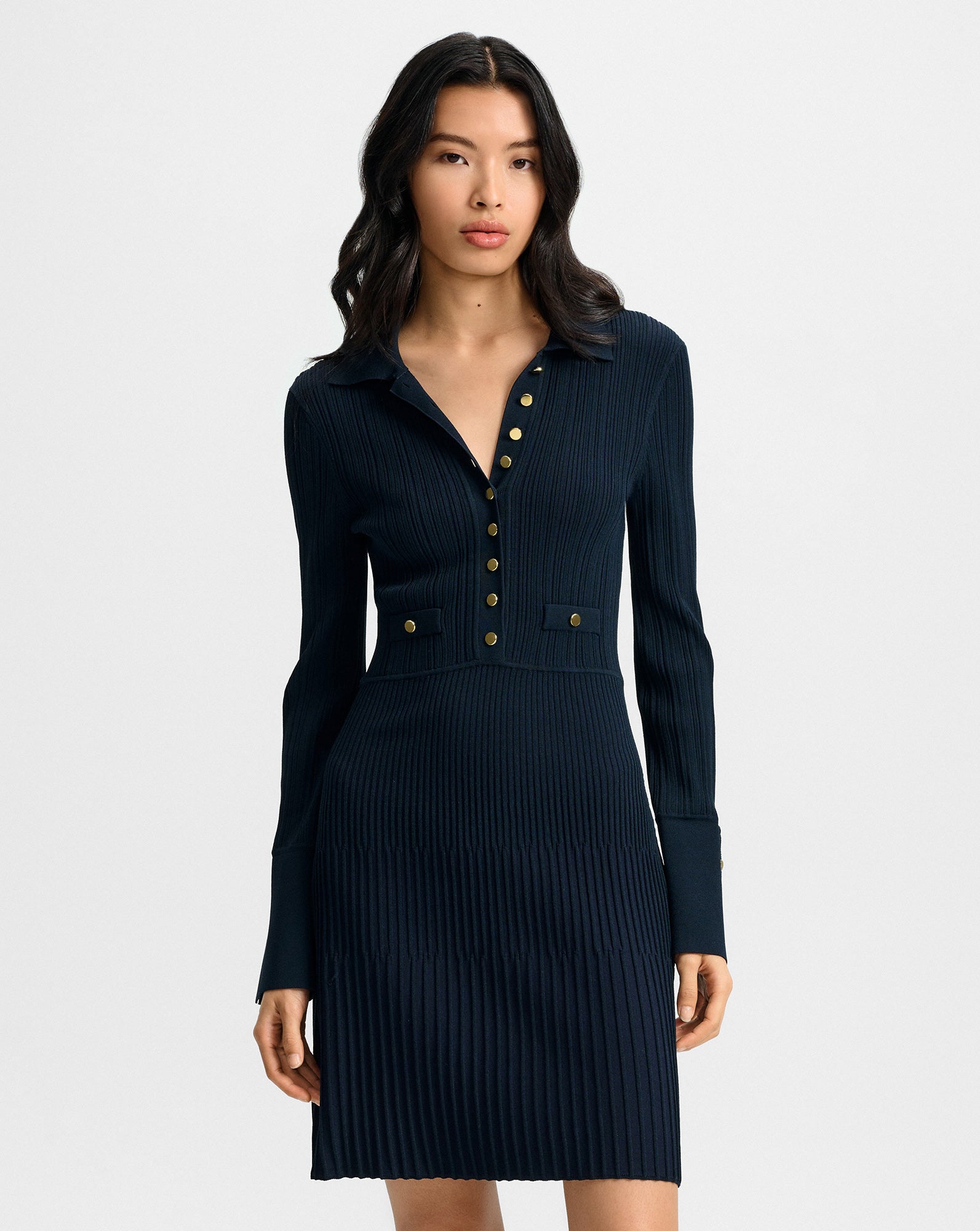 Lauper Knit Mini Dress in Navy | Veronica Beard