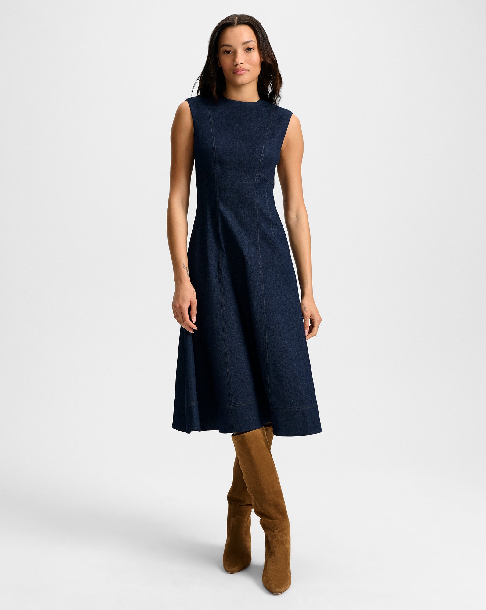 Dulce Denim Midi Dress in Midnight Wash | Veronica Beard