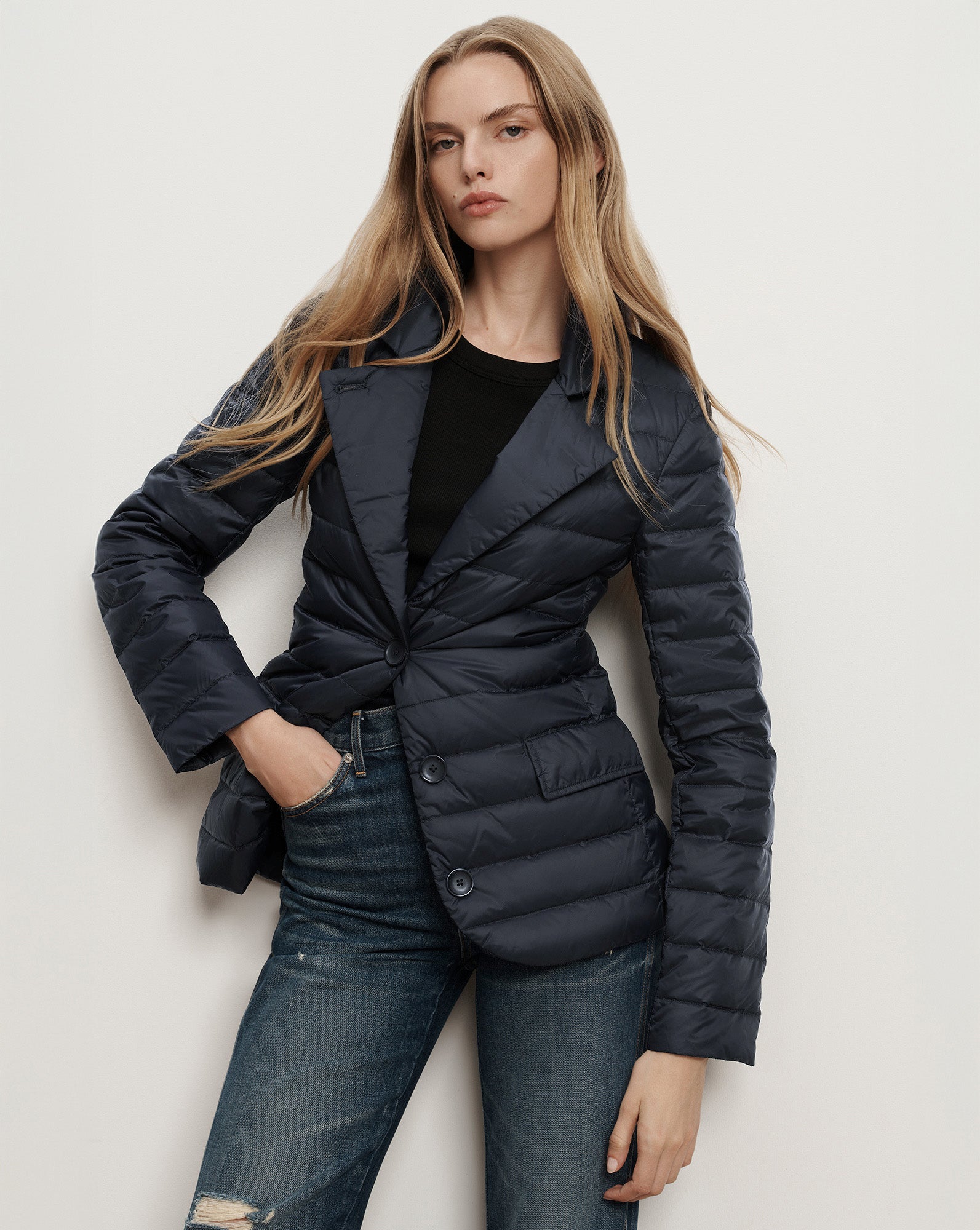 Campbell Puffer Dickey Jacket in Navy | Veronica Beard