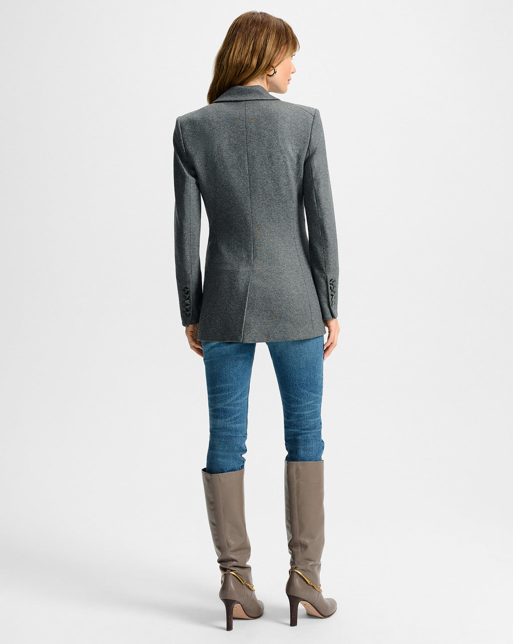 Ryanne Wool Jersey Jacket in Medium Heather Grey | Veronica Beard