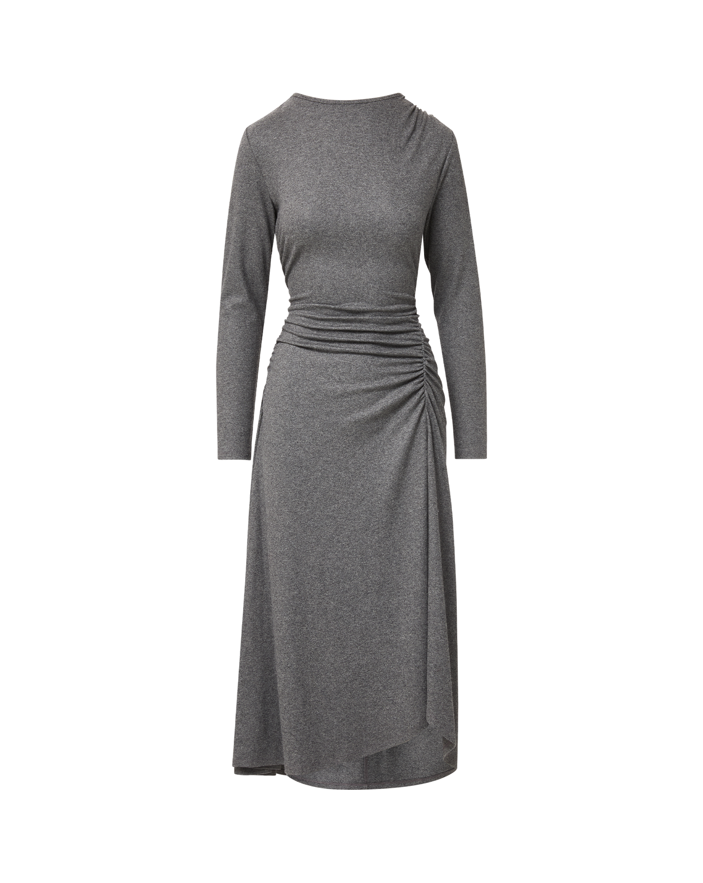 Theodora Wool Midi Dress in Medium Heather Grey | Veronica Beard