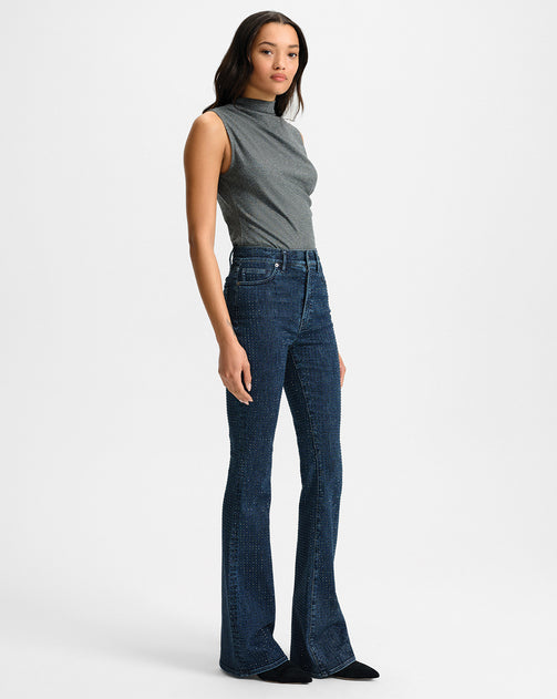 Mylie Mock-Neck Tank Top in Medium Heather Grey | Veronica Beard