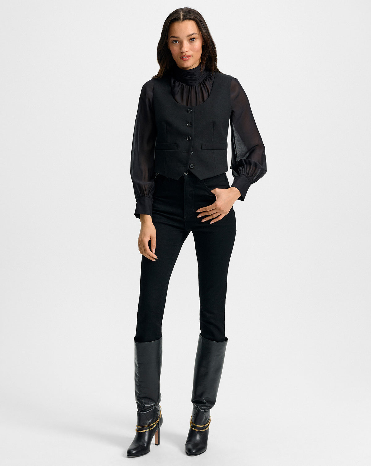 Morris Wool Vest in Black | Veronica Beard