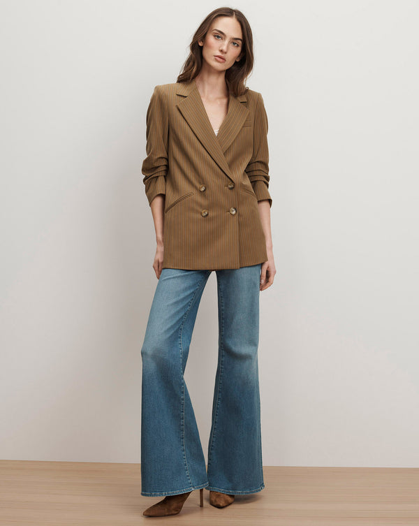 Rupert Dickey Jacket in Brown Pinstripe Malt Multi | Veronica Beard