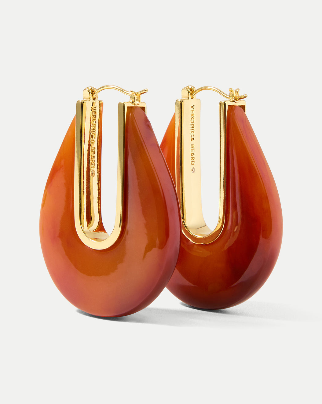 Resin Drop Hoop Earring in Rust | Veronica Beard
