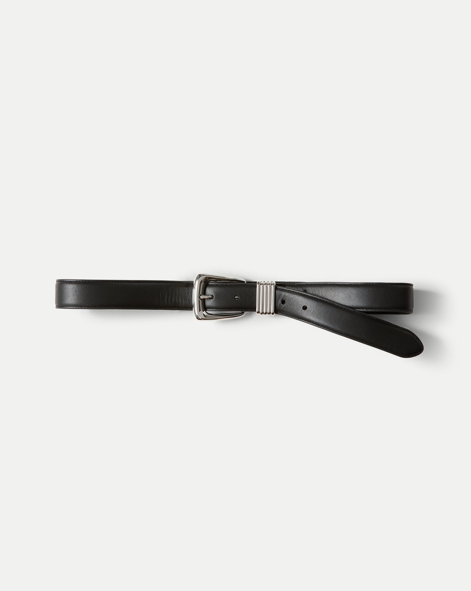 Arch Leather Belt in Black/Silver | Veronica Beard