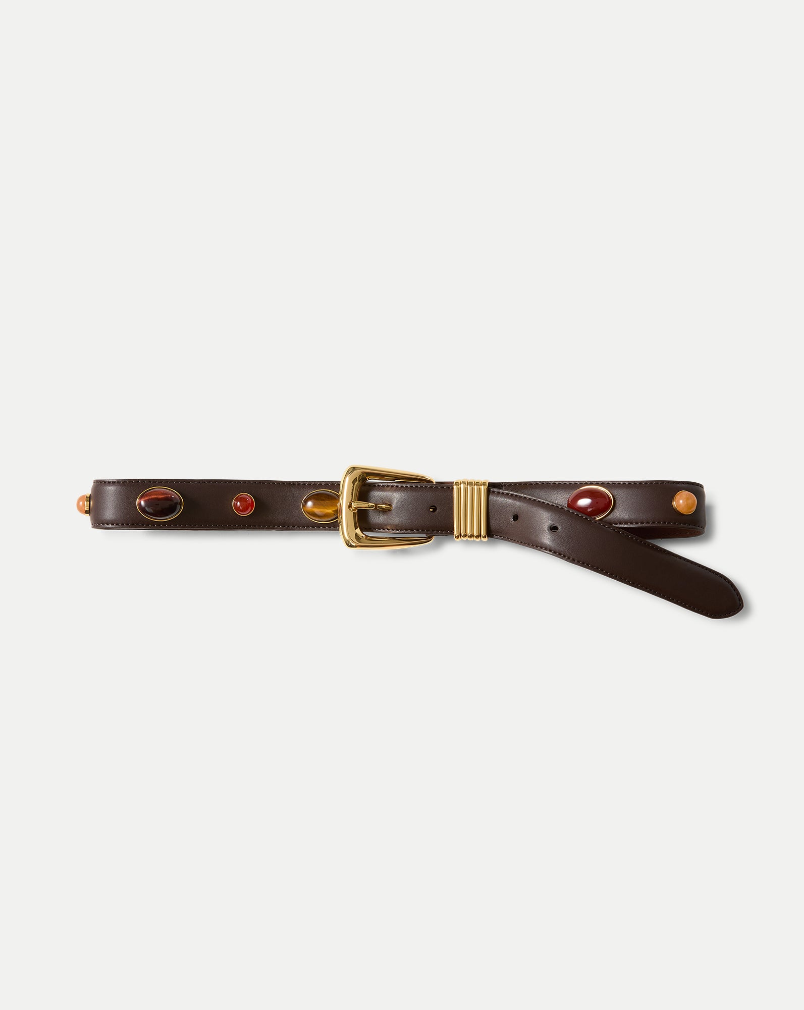 Arch Embellished Leather Belt in Brown | Veronica Beard