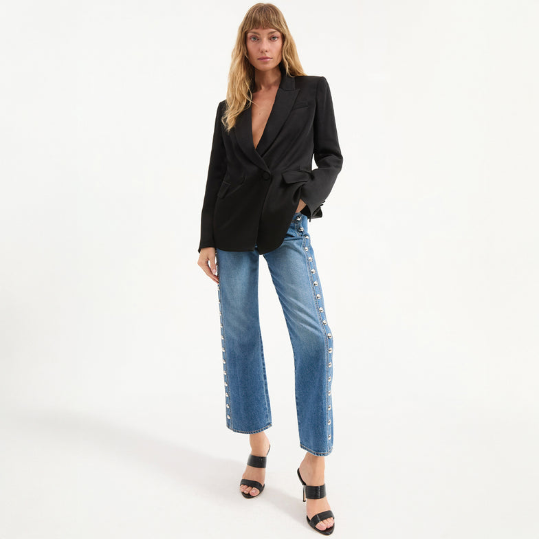 Dylan Cuffed Straight-Leg Jean in Silverwood Blue | Veronica Beard