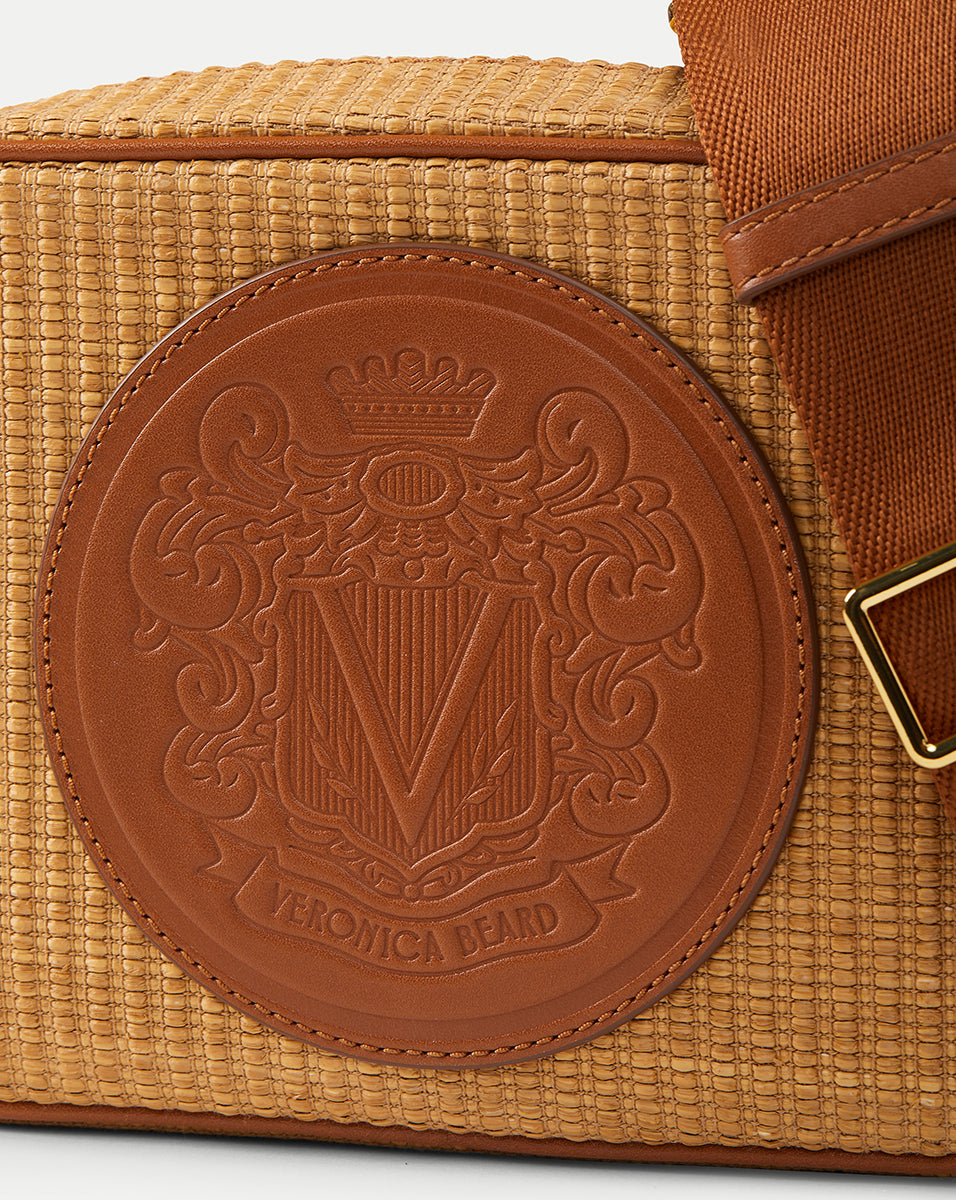 Crest Camera Bag in Camel Raffia | Veronica Beard