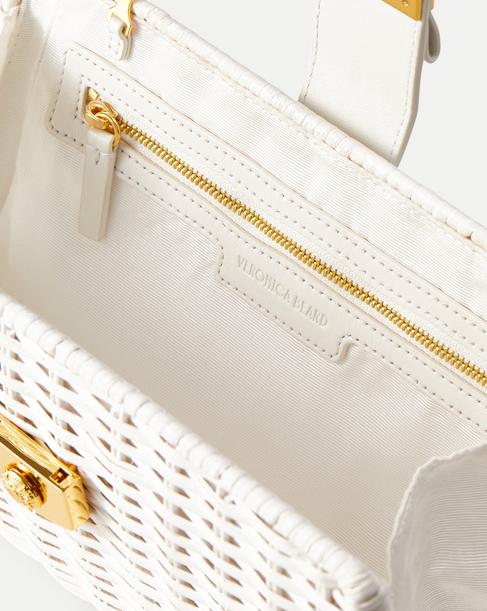 Crest Lock Basket Clutch in Off-White | Veronica Beard