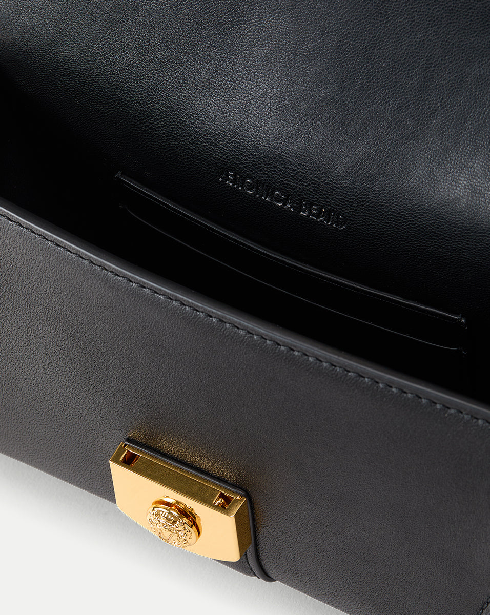 Small Crest Lock Trap Bag in Black | Veronica Beard