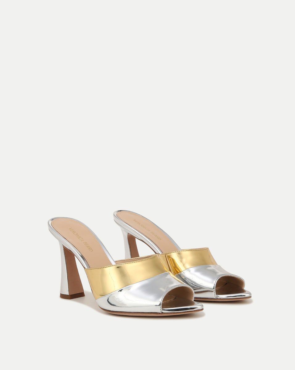 Thora Metallic Mule in Silver | Veronica Beard