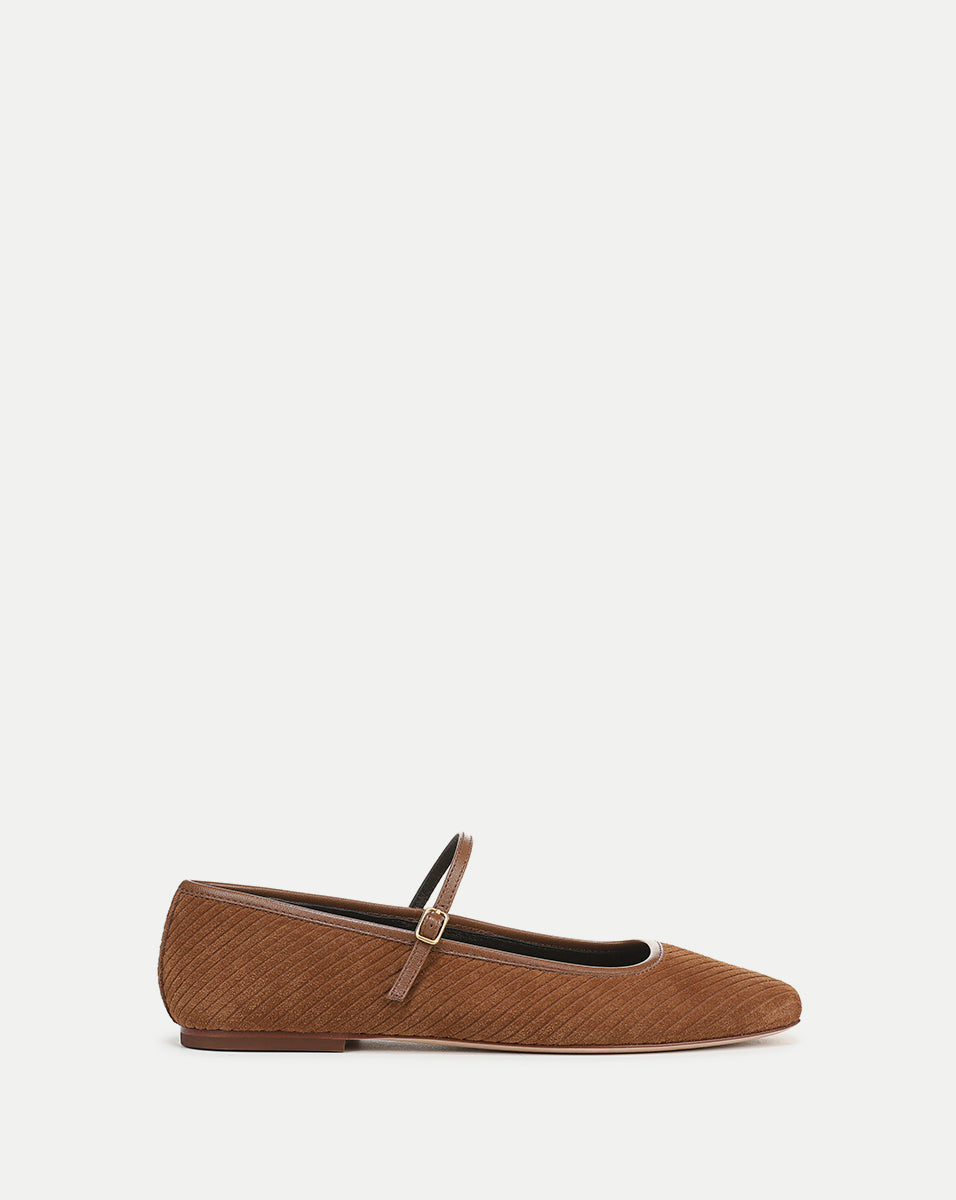Ellie Corduroy Suede Flat in Hazelwood | Veronica Beard