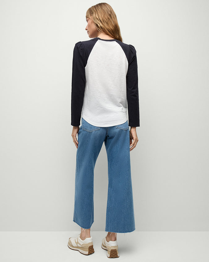 Mason Baseball Tee in White/Navy | Veronica Beard