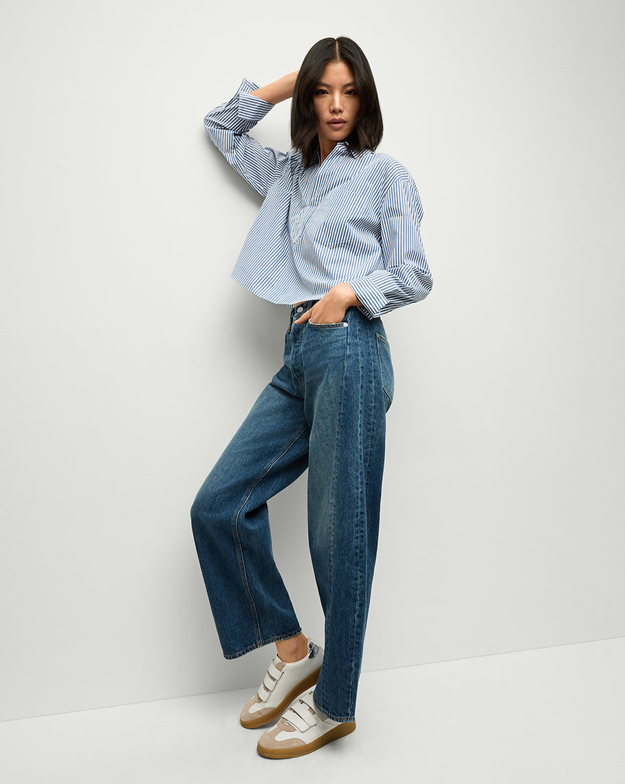 Ryder Barrel Jean in Blue Denim | Balloon Jeans | Veronica Beard