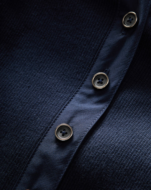 Scottie Button-Down Long Sleeve Top in Navy | Veronica Beard