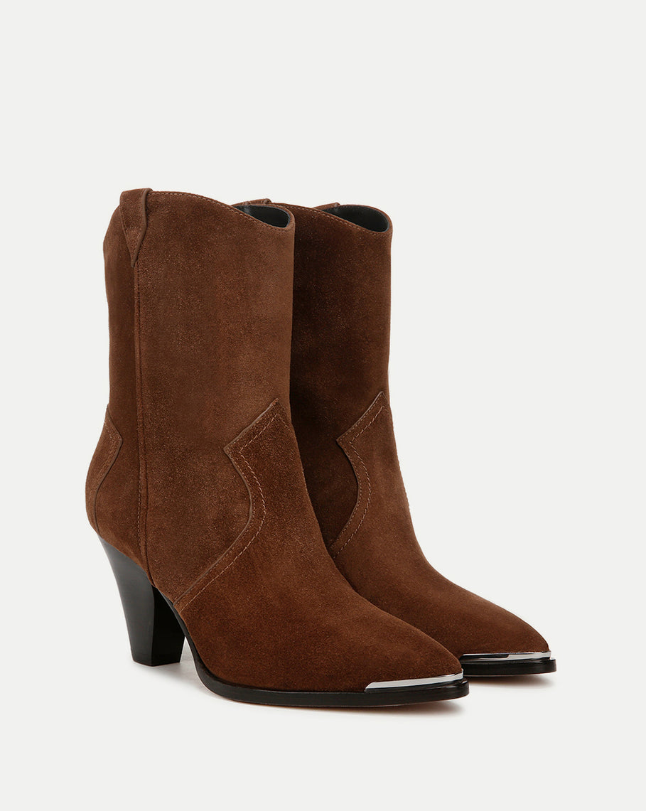 Cody Suede Western Bootie in Cedar | Veronica Beard